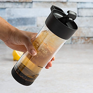 Primula Press and Go Iced Tea Maker, Travel Tumbler, Infuser Bottle, Leak-proof Flip-top Lid with Carry Loop, Dishwasher Safe, Made without BPA, 16-Ounce, Black, 1 Count (Pack of 1)
