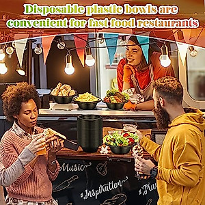 Lallisa 160 Pcs 12 oz Disposable Plastic Bowls 5.8 Inch Snack Bowls Dessert Bowls Disposable Salad Bowls Plastic Ice Cream Bowls Plastic Food Serving Bowls for Party Picnic (Black)