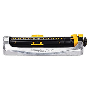 Melnor 65154AMZ XT Turbo Oscillating Sprinkler, Metal Base, 4,500 sq. ft., Quick Connect Bundle, 3-Way Adjustable, Black, Yellow