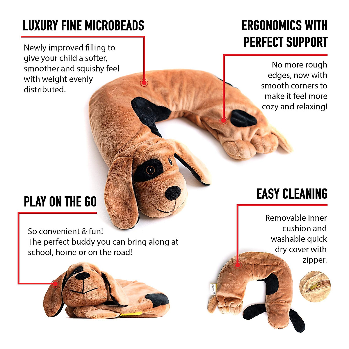 LakiKid Shoulder Wrap for Kids Multi-Purpose Neck Pillow for Kids, Travel Companion, Soft & Cuddly Polyester Animal