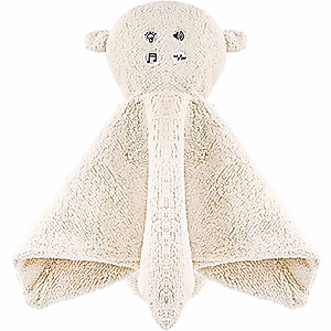 Wavhello LoveBub Sound & Light Baby Security Blanket Lovey, Plush Lullaby Music Player, White Noise Soother & Soft Night Light, Machine Washable - Lou The Lamb (White Minky, 18")