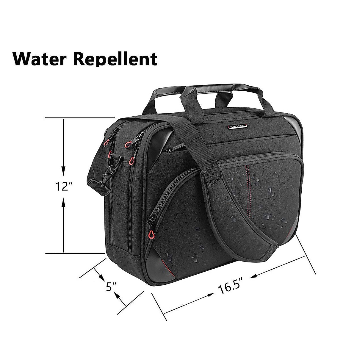 KROSER Laptop Bag 15.6 Inch Laptop Briefcase Laptop Messenger Bag Water Repellent Computer Case Laptop Shoulder Bag Durable Tablet Sleeve with RFID Pockets for Business/College/Women/Men-Black/Red