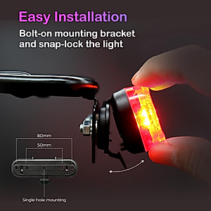BikeSpark Auto-Sensing Rear Light G4R, USB Rechargeable, 240HRs, Precise Brake Sensing for Cargo Rack, Large Reflector, 50/80mm Screw Mounted, Easy Release, Made in Taiwan