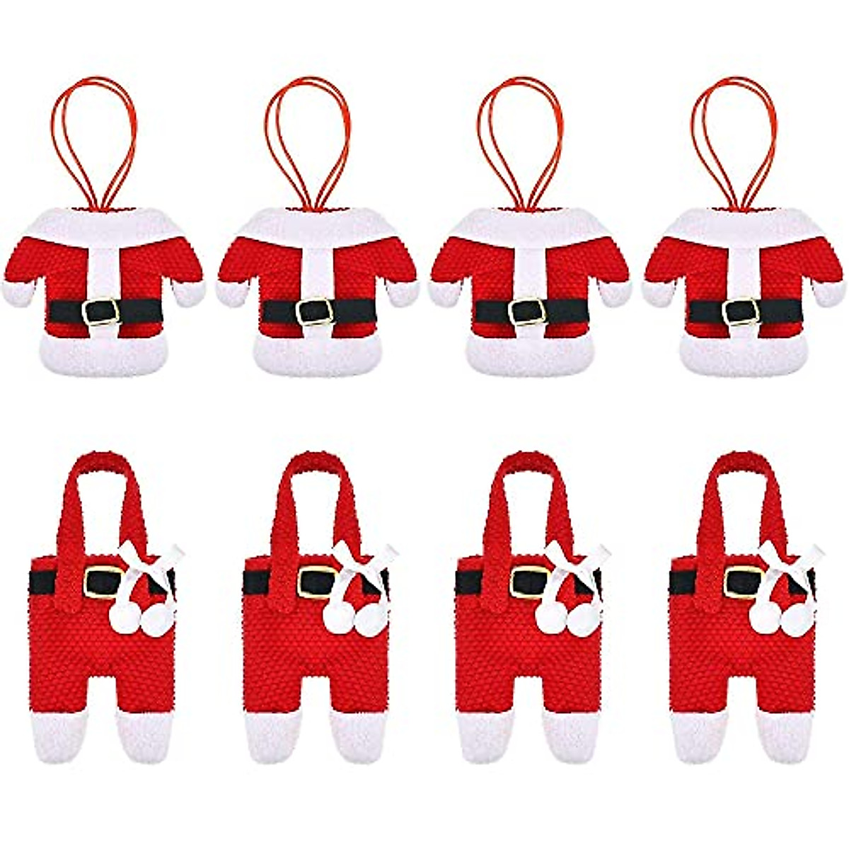 Warmstor 8 Pieces Christmas Santa Claus Silverware Holders Tableware Holder Knife Fork Pouch Bag for Xmas Tree, Restaurant Hotel Party Holiday Festival Celebration Table Decoration