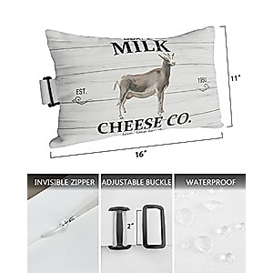 Recliner Head Pillow Ledge Loungers Chair Pillows with Insert Farm Animal Sheep Rustic Wood Grain Lumbar Pillow with Adjustable Strap Outside Patio Decorative Garden Cushion for Bench Couch, 2 PCS