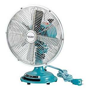 8'' Tabletop All Metal Retro Antique Style Fan Adjustable & Oscillating 3 Speeds Better Homes & Gardens, Aqua