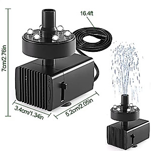 24-Hours Working Bird Bath Fountains Plug in, Jutai Adjustable DC 12V Water Fountain Pump with LED Light for Birdbath, Garden, Small Fish Tank, Pond,16.4Ft Power Cord, Adapter Included(White)