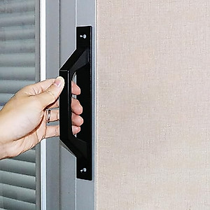 BQLZR Sliding Barn Door Pull Handle 8" for Cabinets Black Aluminum w/Base Pack of 2