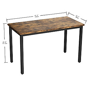 IRONCK Computer Desk, 47" Office Desk with 0.7" Thicker Tabletop, 1.6" Sturdy Metal Frame, Simple Study Table, Industrial Style Writing Study Table for Home Office