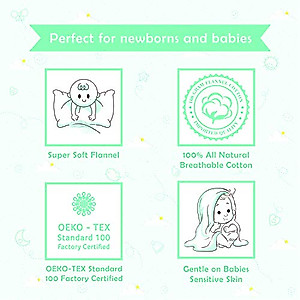 Cuddles & Cribs Baby Receiving Blankets – 100% Cotton Flannel Receiving Blankets - Chicks & Paws - Pack of 4-30 x 30 Inches