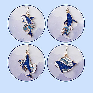 ZARYIEEO Office Products 4 Pcs Bookmarks Blue Whale Metal Bookmark with A String of Pendant Book Maker for Adults Kids Book Lovers Bookmarks for Reading Bookmarks Bulk Book Accessories