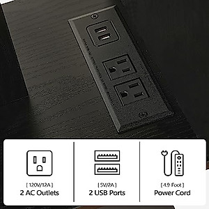 MAHANCRIS End Table with Charging Station and Black Beside Table, Narrow Side Table for Small Spaces, White Slim Nightstand with Light, Beside Table,for Bedroom, Living Room ETWT18E01Z-ETHB77E01