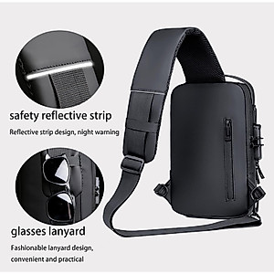 Anti Theft Sling Bag, USB Charge Sport Crossbody Anti-Theft Shoulder Backpack, Anti-Theft Sling Chest Bag (Ash-gold)