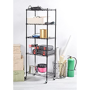 2YOU 5-Shelf Storage Shelves Height Adjustable, Heavy Duty Metal Shelving Unit, Garage Shelving Certified NSF, Steel Wire Rack Organizer for Warehouse/Kitchen/Bedroom, Black (14" DX24 WX59 H)