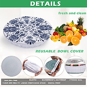 10Pcs Reusable Bowl Covers In 5 Size, Stretch Cloth Fabric Dish Cover Kitchen Storage Containers Lids for Fruits Food Leftover Dough Bread Proofing
