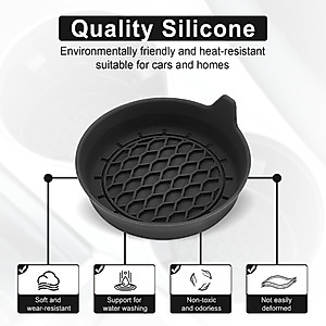 SINGARO Car Cup Holder Coaster, Silicone Cup Holder Insert, Universal Non-Slip Cup Holders, Car Accessories Interior for Women and Man Interior Sets 4 Pack Black