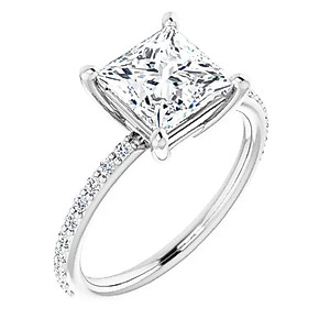 JEWELERYIUM 2 CT Princess Cut Colorless Moissanite Engagement Ring, Wedding/Bridal Ring Set, Solitaire Halo Style, Solid Sterling Silver Vintage Antique Anniversary Bridal Rings Gift for Her (7.5)