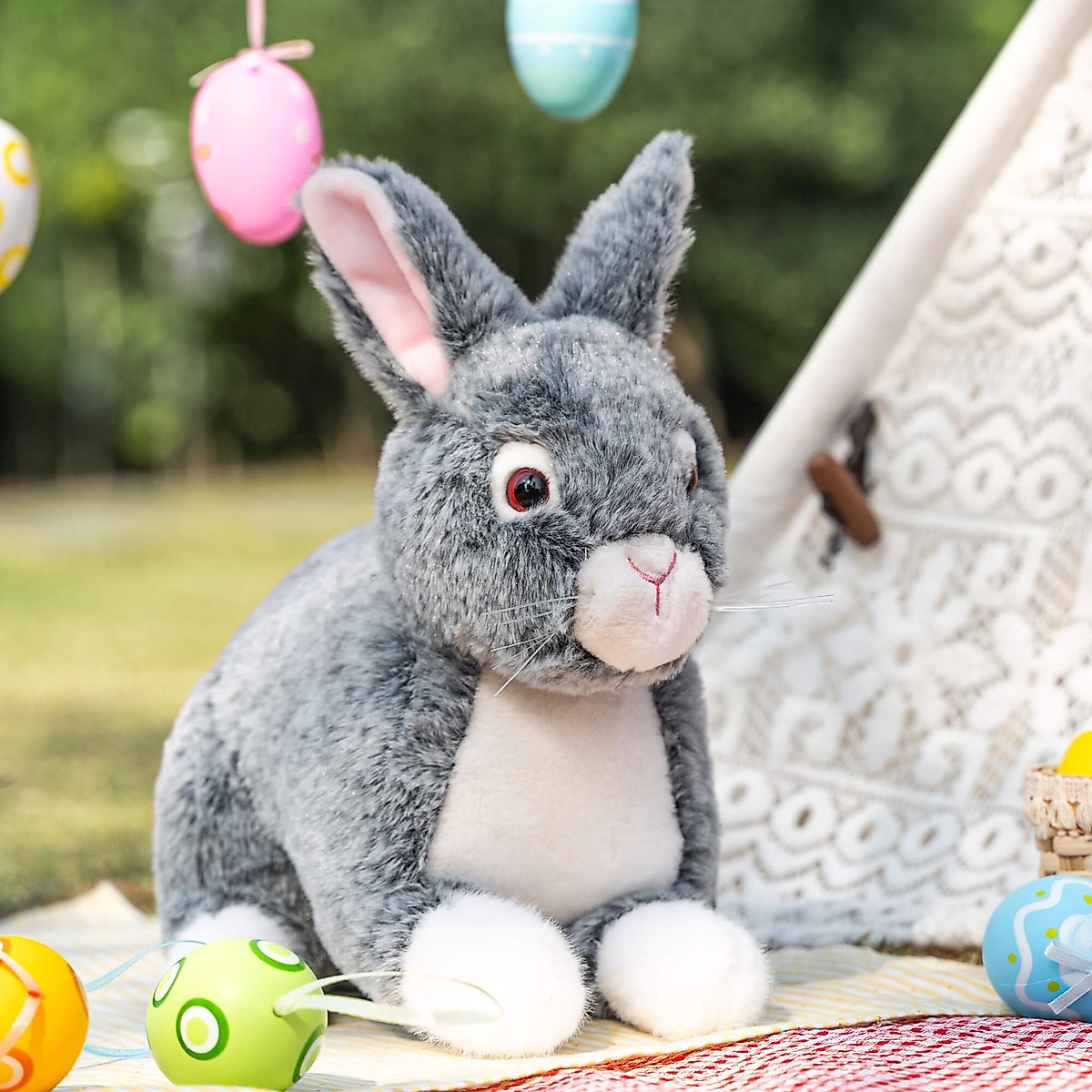 Lazada Easter Bunny Toy Stuffed Animal Realistic Rabbit Plush Toy Gray 9.5"