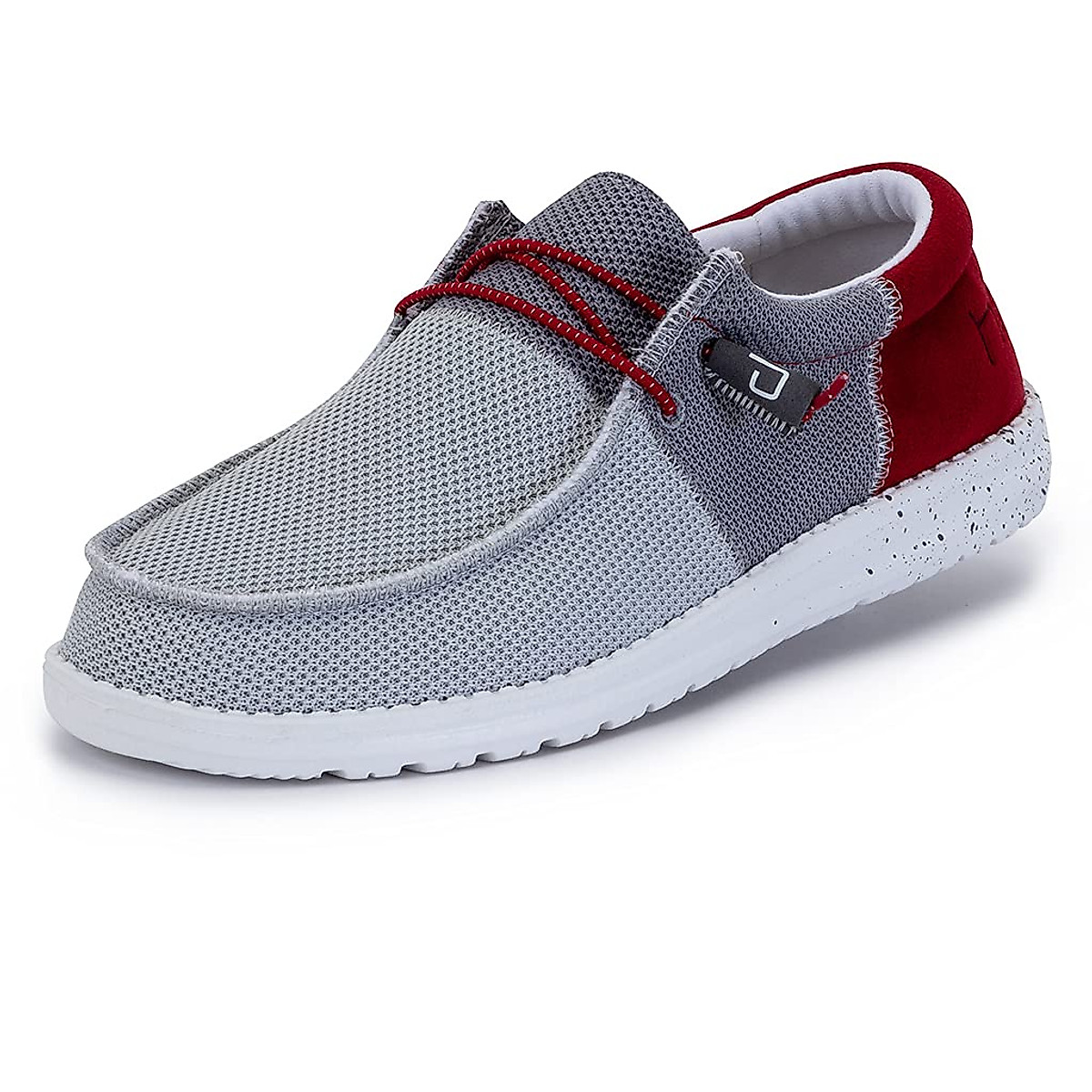 Hey Dude Men's Wally Sox Funk Dark Grey Red Size 12 | Men’s Shoes | Men’s Lace Up Loafers | Comfortable & Light-Weight