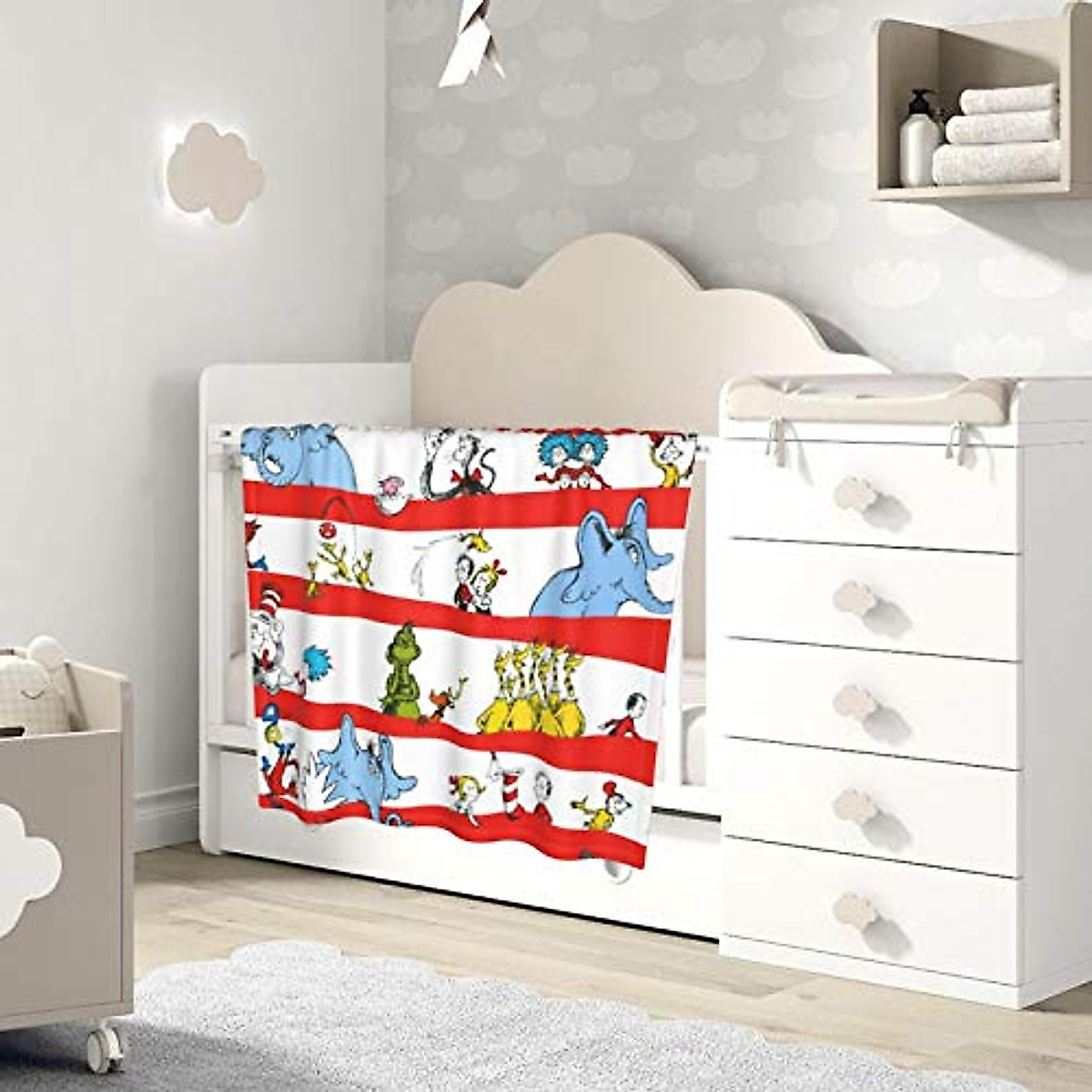 Red White Unisex Baby Blanket Super Soft Reversible Nursery, Swaddle Stroller Infant Toddler Bedding for Kids 30 x 40 Inch (76x102cm)