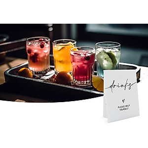 Drinks Please Help Youself Sign(8 x 11 Inch Table Sign with Holder), Minimalist Wedding Decoration Sign, Bridal Shower Baby Shower Favors for Guests-BSLP04
