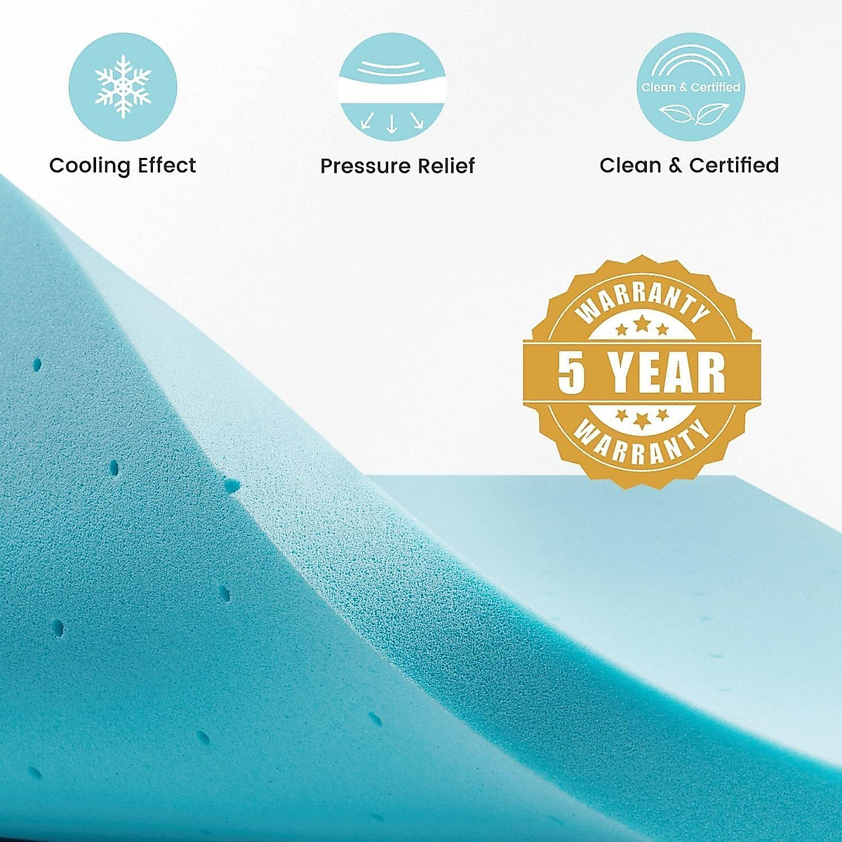 3 Inch Memory Foam Mattress Topper, Queen Mattress Topper Cooling Gel Ventilated Design, Bed Topper with CertiPUR-US Certified