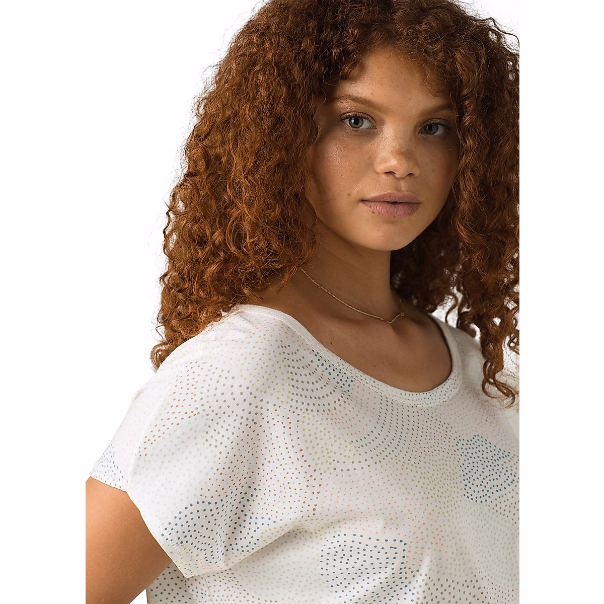 prAna Women's Shady Springs Top, Soft White Dotty, Large