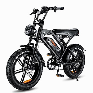 Tamobyke V20 Electric Bike 20 * 4.0 Black Fat Tire, 750W Motor /27-28mph Top Speed Ebike/Removable 48V 15Ah Lithium Battery, Dual Hydraulic Brake,Steering Light Ebike for Adults.