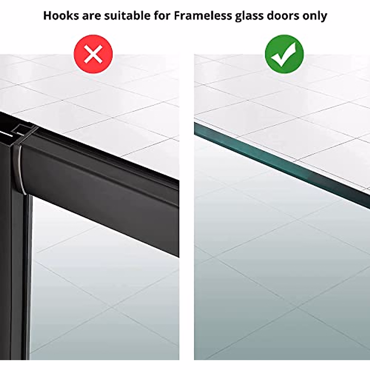 Extended Shower Door Hooks, 2 Pack Over Door Hooks for Frameless Glass Shower Door of Bathroom,Clear Acrylic Towel Hooks for 0.98” Thickness Glass, Extended 7.2 inch