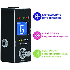 Vivlex Tuner Pedal Tuning Pedal High Precision Mini Pedal Tuner for Guitar Bass HD LCD Display with True Bypass (LT-901)