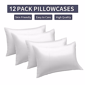 LEISUREWEEK Premium Queen Size Pillowcases 12 Pack, White Standard, Soft Brushed 1800 Thread Count Microfiber, Allergies Free, Wrinkle Resistant, Tailoring Iron, 1 Dozen Bulk Pillowcases Set
