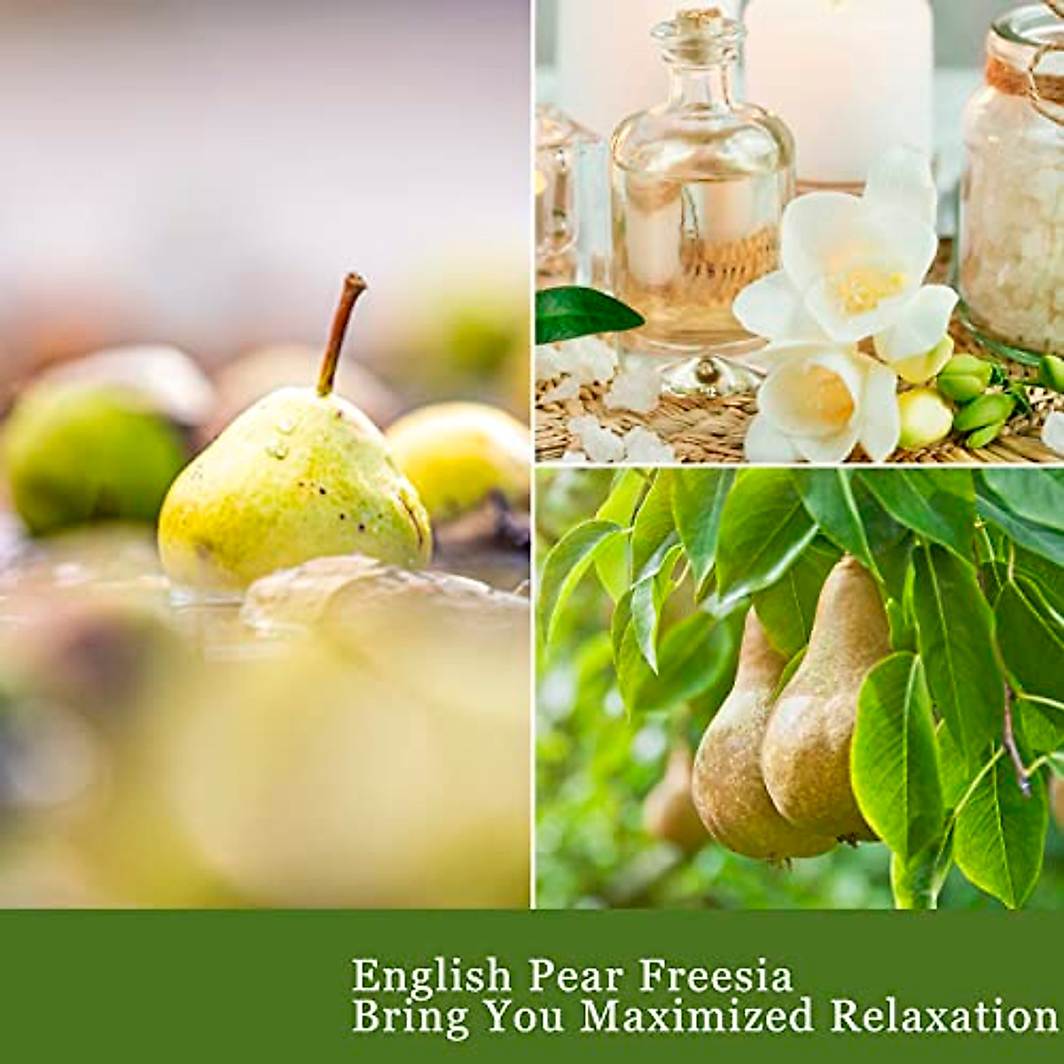 English Pear Freesia Soy Candles in Jars Scented, Aromatherapy Candle Gift for Men, Long Lasting Candles for Home Scented, 7.8Oz