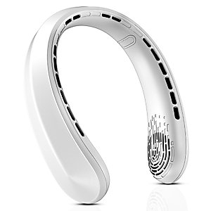 FrSara Rechargeable Neck Fan, Portable Personal Fan that Blows Cold Air, 3-Speed with 5200mAh Battery, Supports USB TYPE-C, Ideal Present for Birthday, Women, Men, Travel, Outdoor, Menopause, White