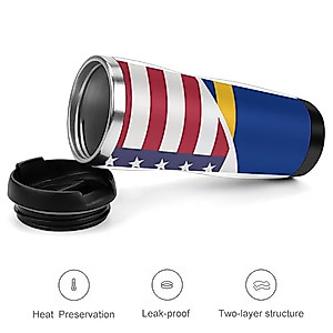 U.S.A. and Nauru Flags Travel Coffee Mug Reusable Insulated Drinking Cup with Lid for Home Outdoor Works 13 Oz