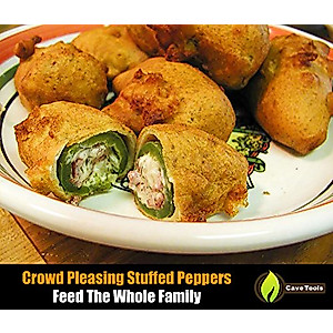 Cave Tools Jalapeno Pepper Corer and Deseeder to Peel or Slice Off Bell, Banana, or Chili Pepper Tops/Stems For Roasting Poppers on Grill, Smoker, or Oven - Kitchen and BBQ Accessories