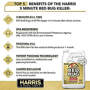 Harris 5 Minute Bed Bug Killer, Odorless & Non Staining Formula (128oz)