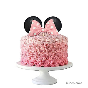 Mouse Cake Topper Bow and Ears for Birthday (Pink)