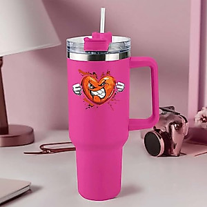 40 Oz Insulated Tumbler with Handle and Straw,Love Heart Shape Stainless Steel Vacuum Insulated Travel Mug,Leak-proof Water Bottle Iced Coffee Cup,Cartoon Graffiti Art