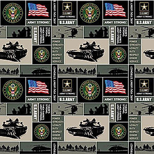 Sykel Enterprises Fleece United States of America Army USA Military Fleece Fabric Print by The Yard oarmy012s Officially Licensed
