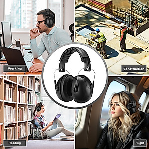 ProCase Noise Cancelling Earmuffs, SNR 34 dB Ear Protection, Adjustable Sound Proof Headphones for Adults Kids, Noise Cancelling Headphones for Autism, Effective Hearing Protection -Black