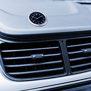 2 Pieces Stick on Dashboard Car Clock Mini Tiny Small Luminous Car Vent Clocks Watch for Dashboard Boat Bike Home (Black, Blue)