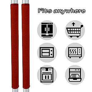 Miaowater 4 PCS Refrigerator Door Handle Covers Kitchen Appliance Decor Handles Anti-Skid Anti-Static Protector Fridge, Dishwasher Oven Keep Off Fingerprints,Food Stains (Red)