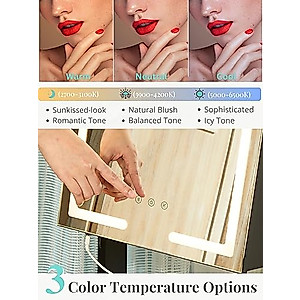 LUXFURNI LED Light Jewelry Cabinet Standing Full Screen Mirror Makeup Lockable Armoire, Large Cosmetic Storage Organizer w/Brush Holder (Black)