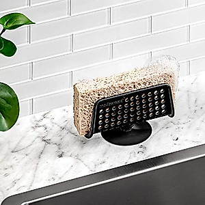 madesmart Sponge Caddy - SINKWARE Collection, Ventilation Holes, Soft Grip Surface & BPA-Free, Small, Carbon