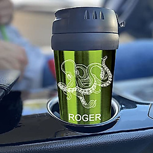 LaserGram 16oz Coffee Travel Mug, Alien Head, Personalized Engraving Included (Green)