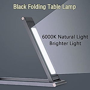 LEDHOLYT Foldable LED Desk Light, Slim Portable Rechargeable USB Table Light, Eye-Caring Aluminium Alloy Table Lamps,for Home, Reading, Studying, Work, Travel (Black)