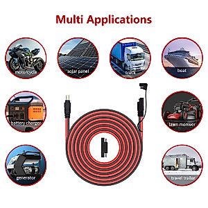 14 AWG 6 Feet SAE Connector to DC 8mm Male Connector Extension Cable