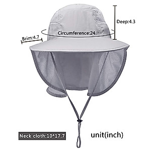 lenikis Unisex Outdoor Activities UV Protecting Sun Hats with Neck Flap Khaki