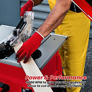 PROMAKER Table Saw, 10-inch 15.5-Amp 5000RPM 1800W, Benchtop Table Saw, from 0-45º up to 0º-90º Bevel cut. Table saw 10 inch with metal stand for woodworking including a Saw Blade. PRO-SB1800