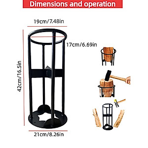 HaTur Firewood Kindling Splitter Wood Cutter Cracker Cast Steel Manual Log Splitter with Gloves for Home, Outdoor Camping, Crisscross Type, Quick Split into 4 PCS